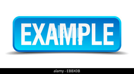 sample blue square 3d realistic isolated web button Stock Photo - Alamy