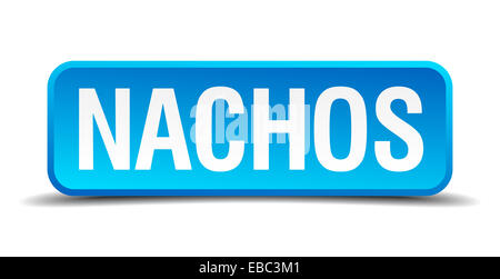 nachos blue square 3d realistic isolated web button Stock Photo - Alamy