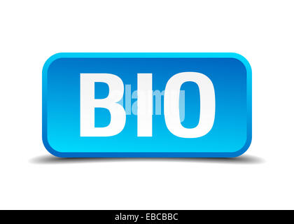 bio blue square 3d realistic isolated web button Stock Photo - Alamy