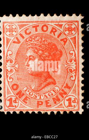 Postage stamp Queen Victoria One Penny red Stock Photo: 25594504 - Alamy