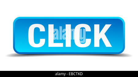 click here blue square 3d realistic isolated web button Stock Photo - Alamy
