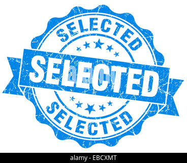 selected blue round grunge stamp on white Stock Photo - Alamy