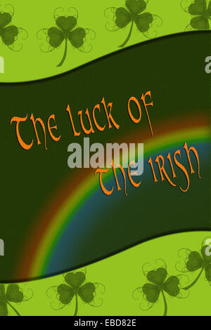 St. Patrick's day greeting card with white frame on green background ...