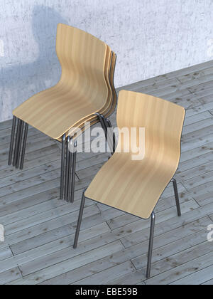 Digital Illustration of Overhead View of Four Red Chairs in a Row in ...