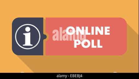 Online Poll Button in Flat Design with Long Shadows on Orange ...