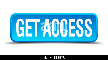 get access blue square 3d realistic isolated web button Stock Photo - Alamy