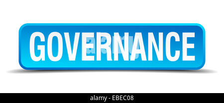 governance blue square sticker isolated on white Stock Photo - Alamy
