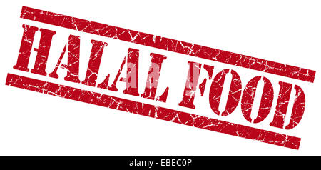 HALAL FOOD text on red grungy rectangle stamp sign Stock Photo - Alamy