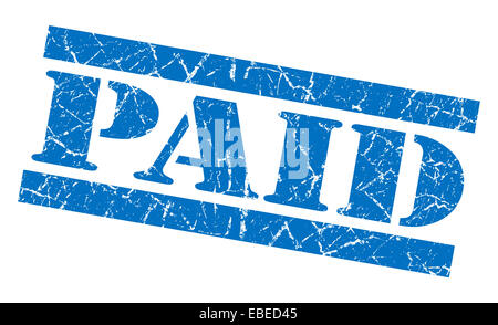 paid blue square grunge stamp on white Stock Photo - Alamy