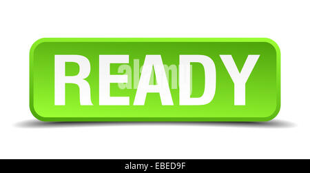 ready green square 3d realistic isolated web button Stock Photo - Alamy