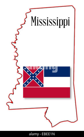 Mississippi US state map outline dotted border. illustration. Two ...