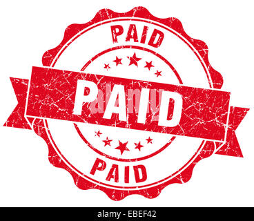 paid red round grunge vintage ribbon stamp Stock Photo - Alamy
