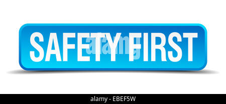 safety blue square 3d realistic isolated web button Stock Photo - Alamy