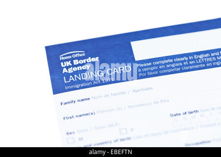 UK border agency landing card immigration form Stock Photo - Alamy