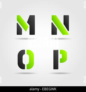 Letters MNOP - Alphabet Set of Green Grass on White Background in 3d ...