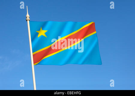 National flag of Democratic Republic of the Congo against a background ...