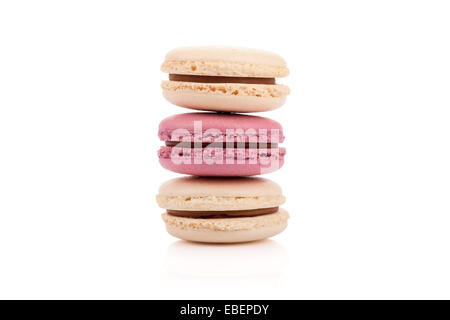 Three multicolored macaroon isolated on white background Stock Photo ...