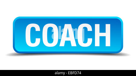 coaching blue 3d realistic square isolated button Stock Photo - Alamy