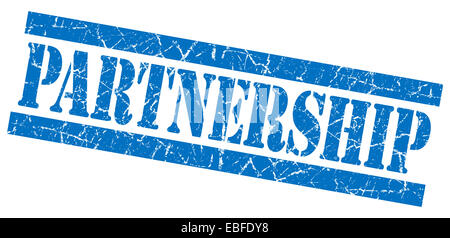 partnership blue grunge vintage stamp isolated on white background ...