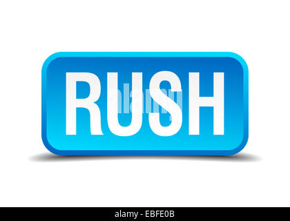 rush blue square 3d realistic isolated web button Stock Photo - Alamy