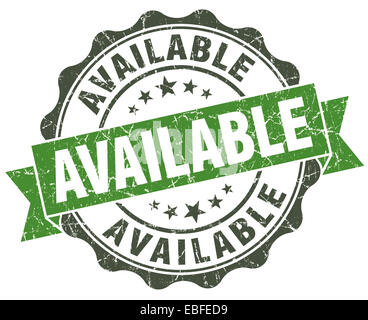 Available now green grunge retro style isolated seal Stock Photo - Alamy