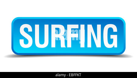 surfing blue square 3d realistic isolated web button Stock Photo - Alamy