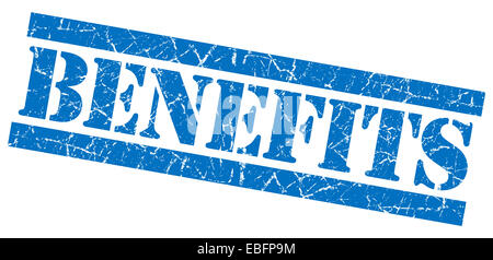 benefits blue square grunge textured isolated stamp Stock Photo - Alamy