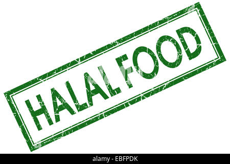 halal food green square sticker on white background Stock Photo - Alamy