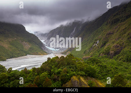 Outflow of the glacier tongue of the Franz Josef Glacier, Franz Josef ...