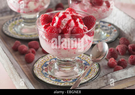 Raspberry fool. Summer fruit dessert Stock Photo - Alamy