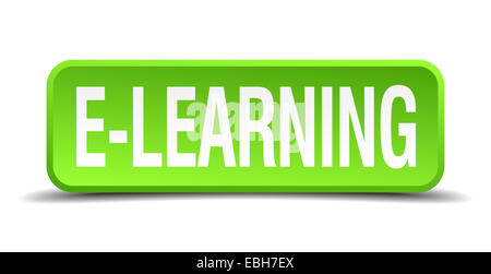 Webinar green 3d realistic square isolated button Stock Photo - Alamy
