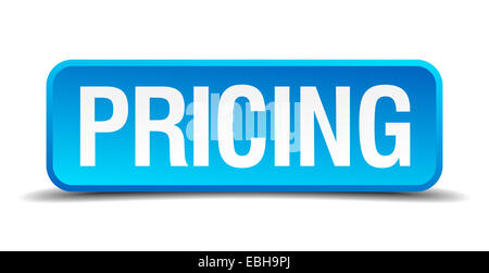 pricing blue square 3d realistic isolated web button Stock Photo - Alamy