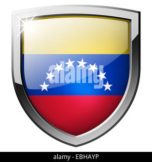 Venezuela flag on metal shield isolate on white background Stock Photo ...