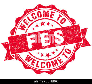 Fes - welcome red vintage isolated label Stock Photo - Alamy