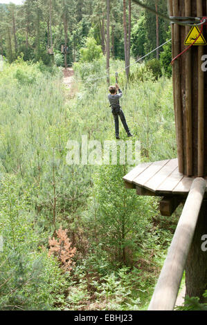 High ropes course in Wales Stock Photo - Alamy