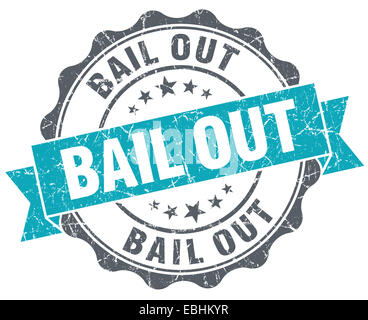 bail out blue grunge vintage stamp isolated on white background Stock ...