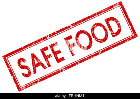 safe food square red grunge vintage isolated label Stock Photo - Alamy