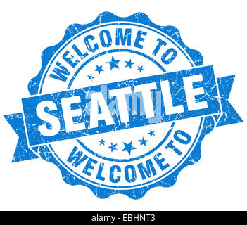Seattle blue round grunge vintage ribbon stamp Stock Photo - Alamy