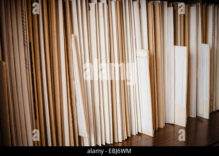 Vintage Keeping Retro Records On Wooden Shelves, Old Business ...