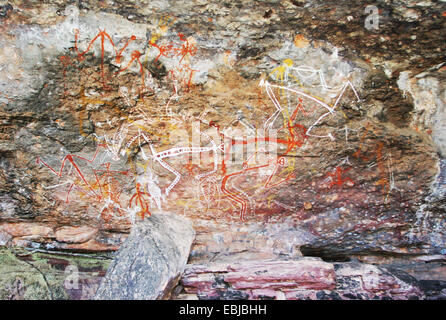 Landscape shot of Aboriginal cave art in Kakadu National Park, Northern Territory, Australia ...