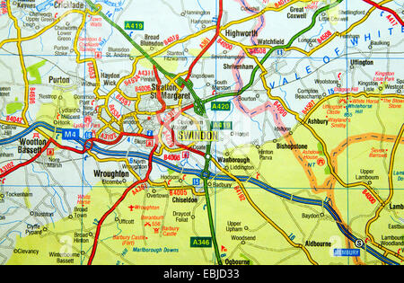 Road Map of Swindon, England Stock Photo - Alamy