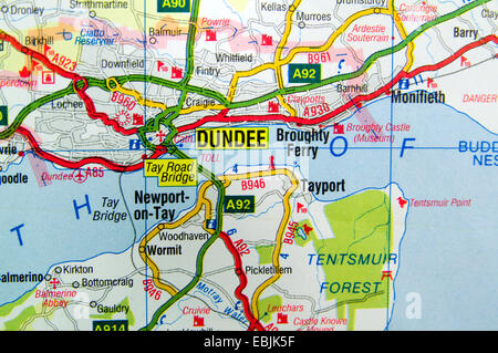 Road Map of Dundee, Scotland Stock Photo - Alamy