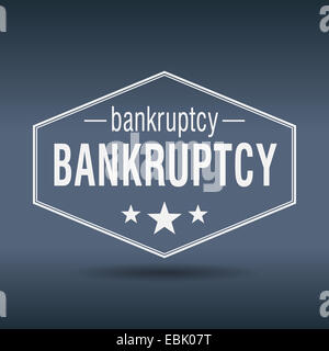 bankruptcy hexagonal white vintage retro style label Stock Photo - Alamy