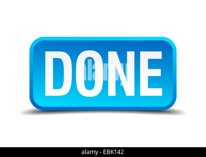well done blue square 3d realistic isolated web button Stock Photo - Alamy