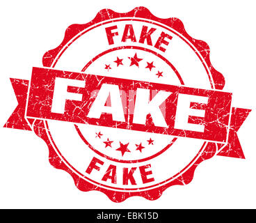 fake red round grunge vintage ribbon stamp Stock Photo - Alamy