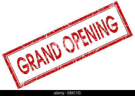 grand opening square red grunge vintage isolated label Stock Photo - Alamy