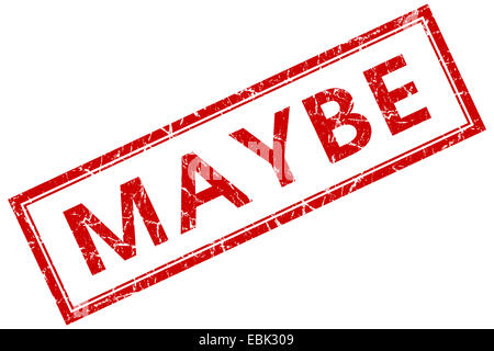 maybe red grungy stamp on white background Stock Photo - Alamy