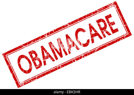 obamacare red grungy stamp on white background Stock Photo - Alamy