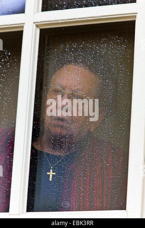 Symbol picture loneliness,depression,window pane with raindrops Stock ...