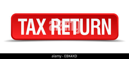 Return red 3d square button isolated on white Stock Photo - Alamy